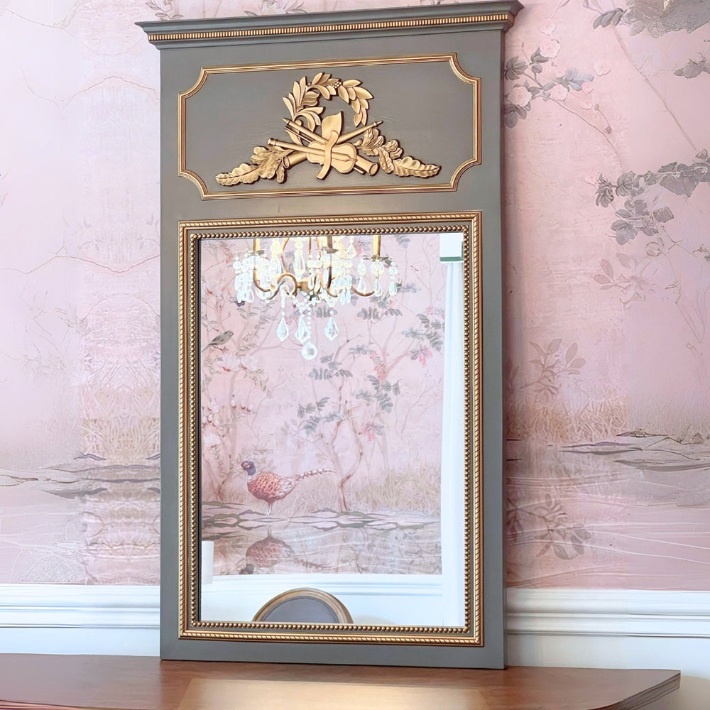 Orpheus Mirror Antiqued Grey | French Trumeau Mirror