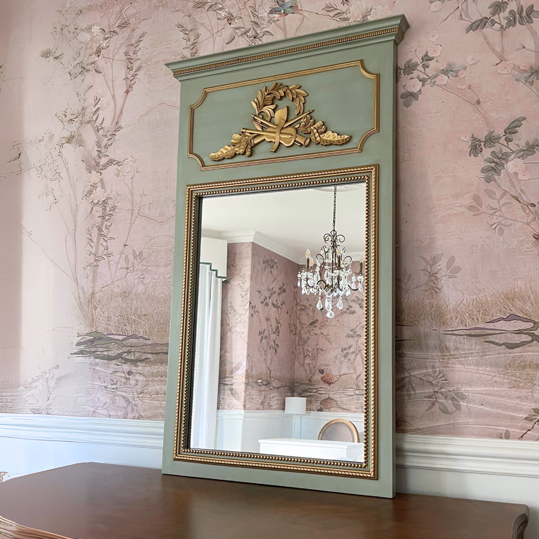 Orpheus Mirror Antiqued Blue | French Trumeau Mirror