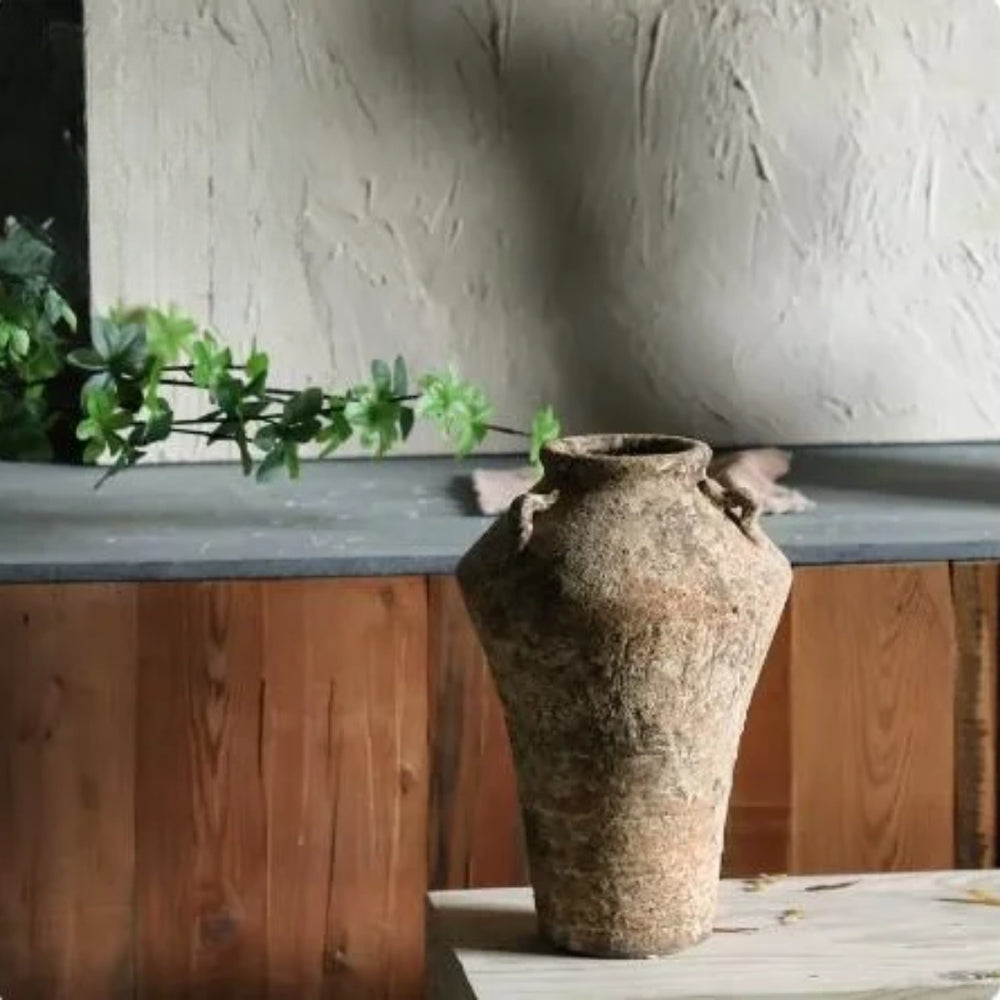 Handmade Vintage Stoneware Ceramic Vase |Rustic Pottery for Home Decor